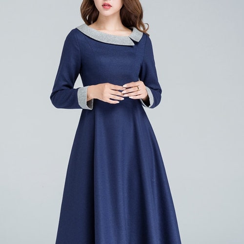 Winter Wool Dress Vintage Long Women Dresses Warm Winter - Etsy