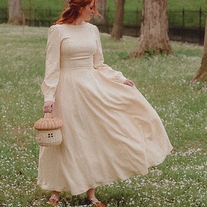 Beige Linen Dress, Long Sleeve Linen Maxi Dress, Womens Linen Dress ...