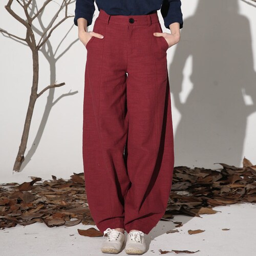 Red Linen Pants Women Linen Pants Womens Pants With Pockets - Etsy