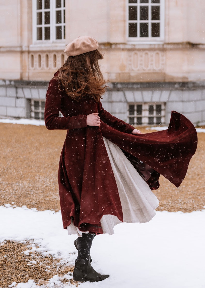 Long Wool Maxi Coat Black Wool Coat Women Swing Wool Hooded - Etsy