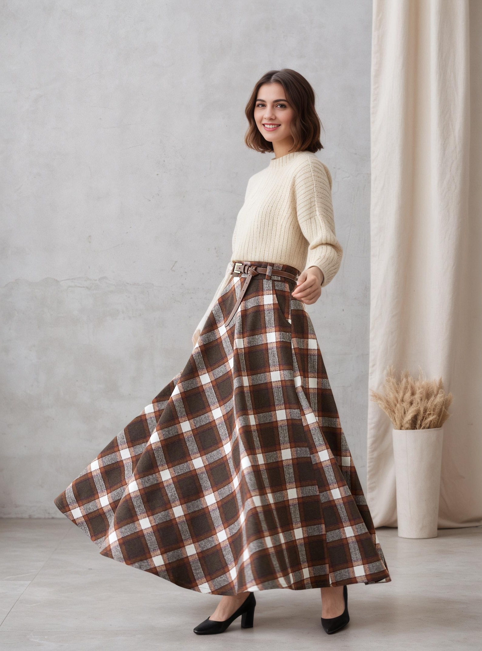 Tartan Wool Skirt, Long Wool Skirt, Maxi Wool Plaid Skirt for Women, A ...