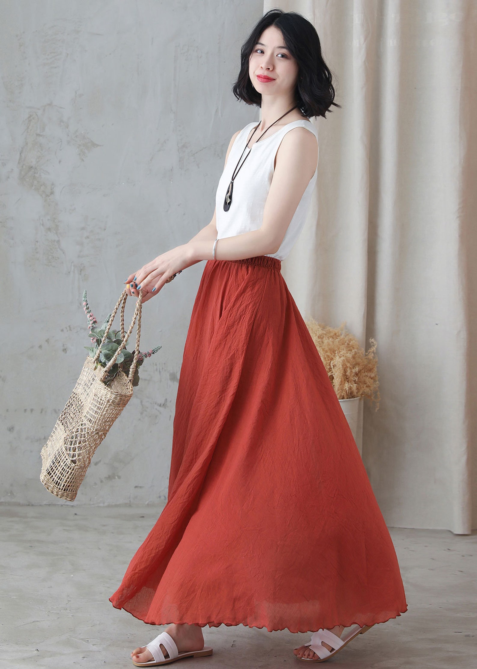 Long Maxi Skirt for Women Bohemia Pleated Skirt Circle - Etsy