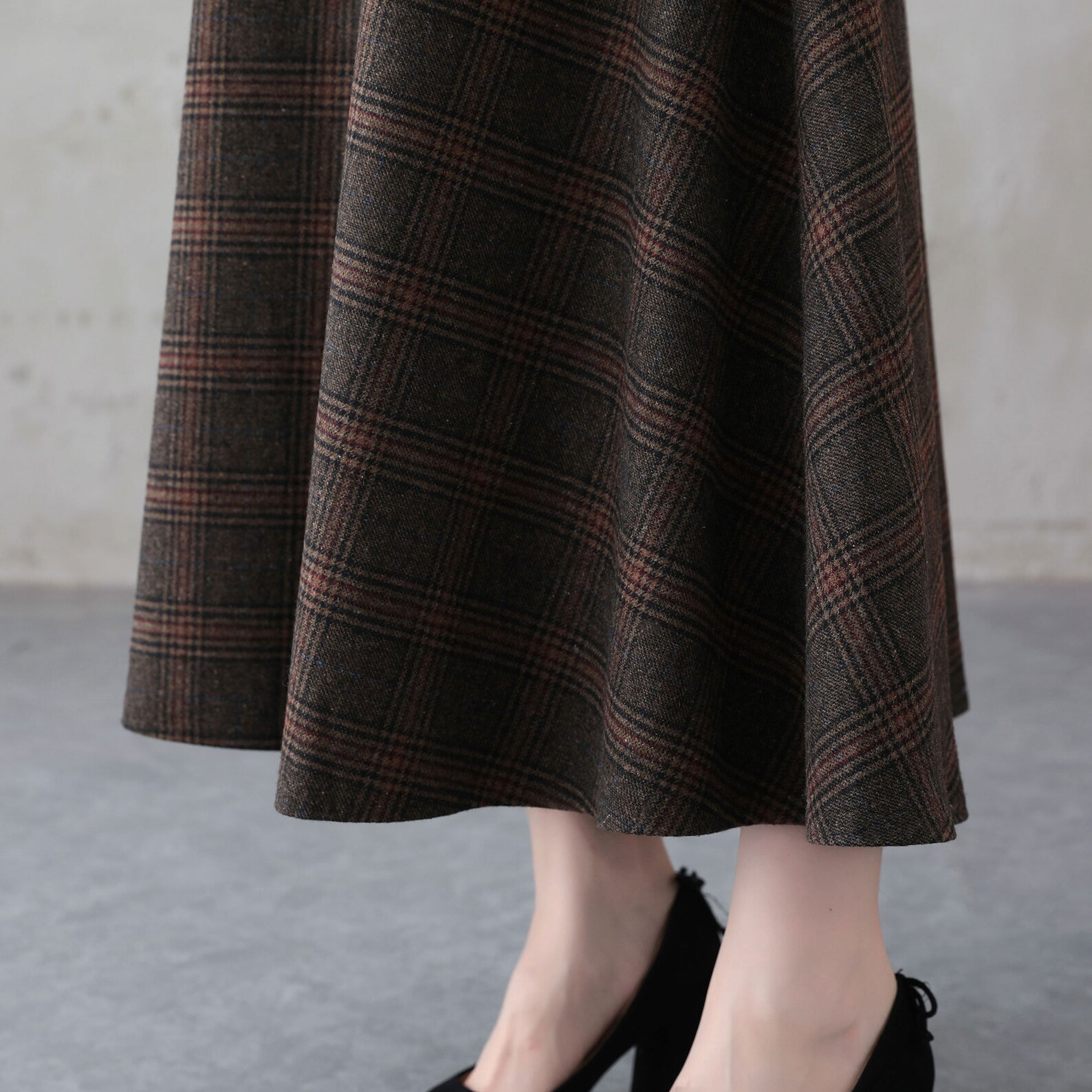 Long Wool Pinafore Dress Vintage Inspired Plaid Wool Dress - Etsy