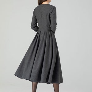Wool Dress, Midi Wool Dress, Swing Wool Dress, Gray Wool Dress, Womens ...