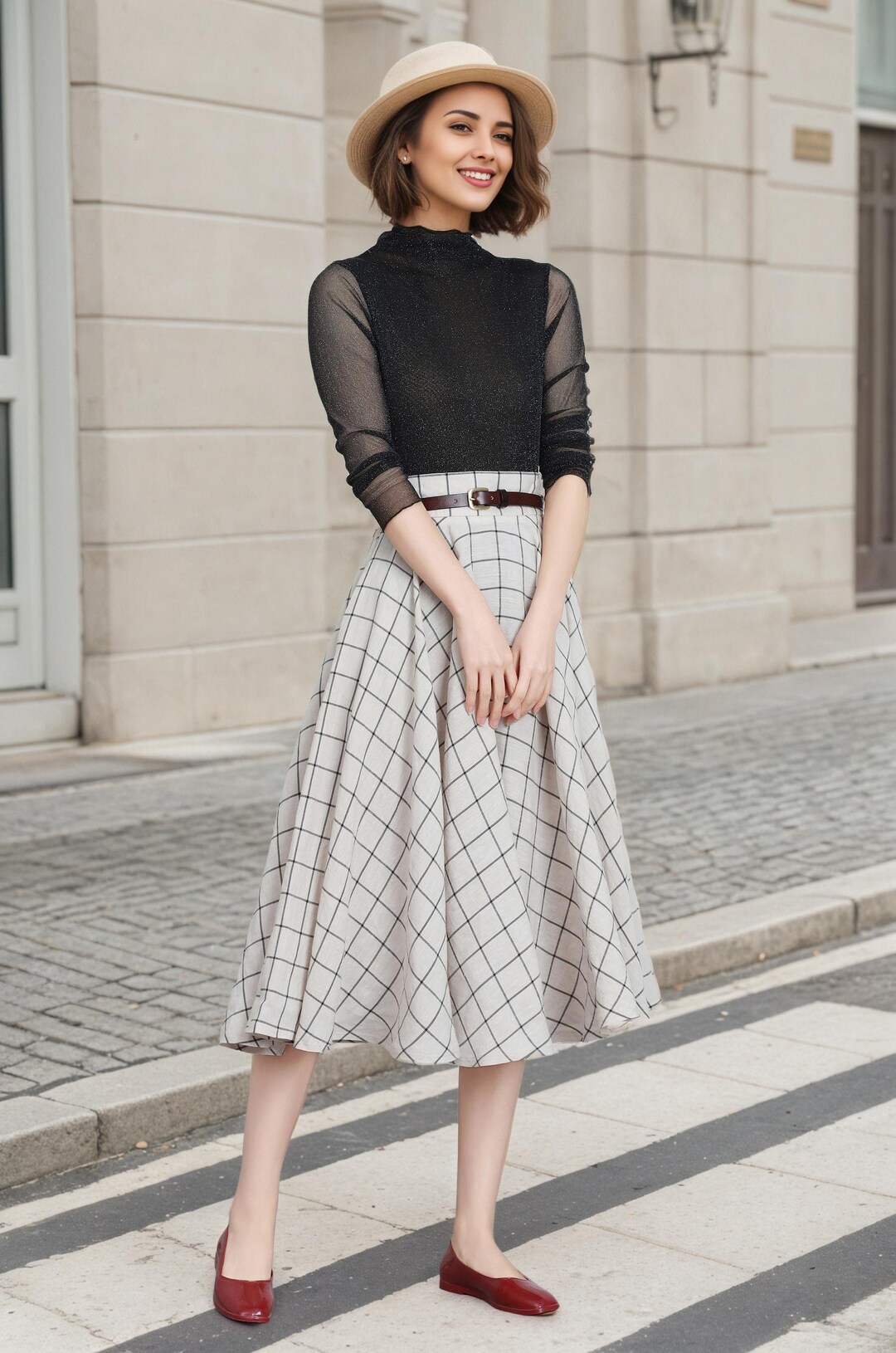 Line Skirt, Women's Swing Linen Midi Skirt, Linen Circle Skirt, Spring ...