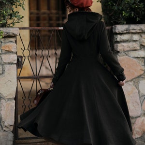 Long Wool Princess Coat, Hooded Wool Coat, Winter Coat Women, Swing ...