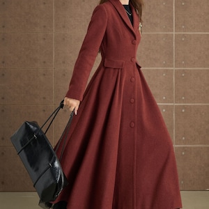Women Maxi Wool Coat, Winter Warm Long Coat, Swing Coat Dress, Princess ...