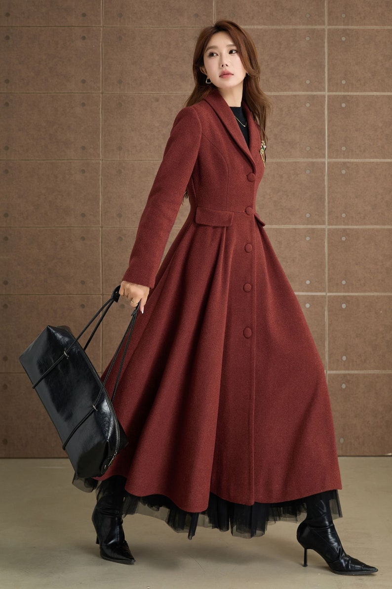 Women Maxi Wool Coat, Winter Warm Long Coat, Swing Coat Dress, Princess ...