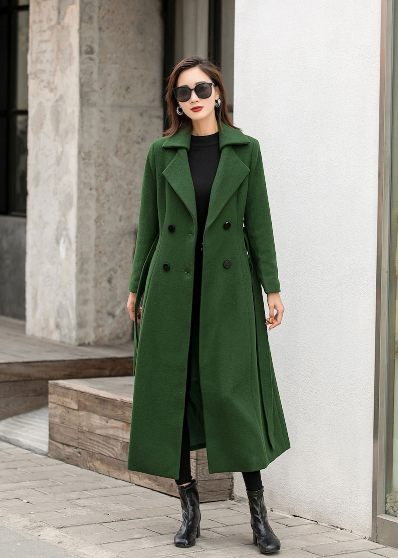 British Style Langer Wollmantel in grün Warmer Mantel Damen - Etsy.de