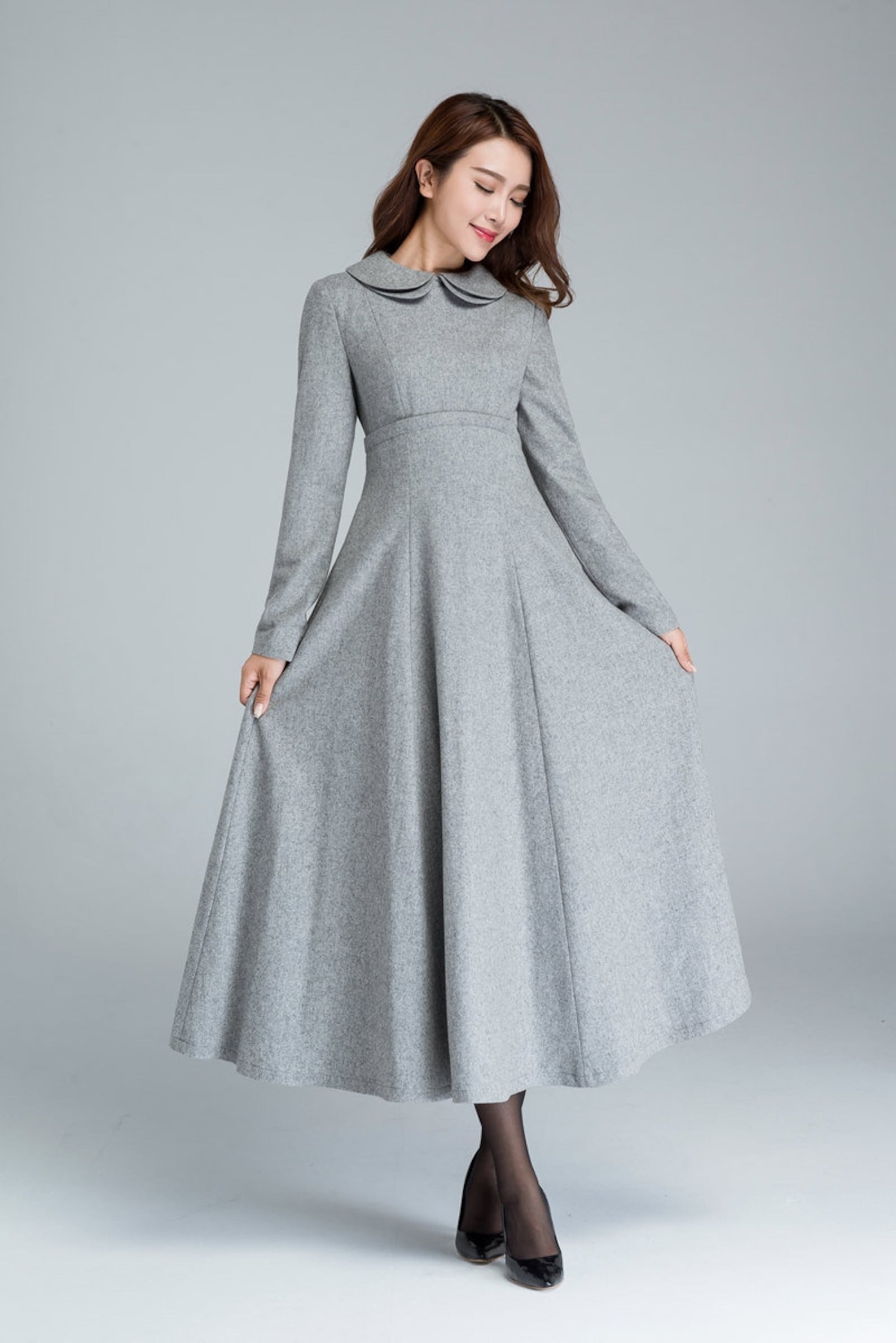 Gray Dress Women, Wool Dress, Winter Dress, Womens Dresses, Fit and ...