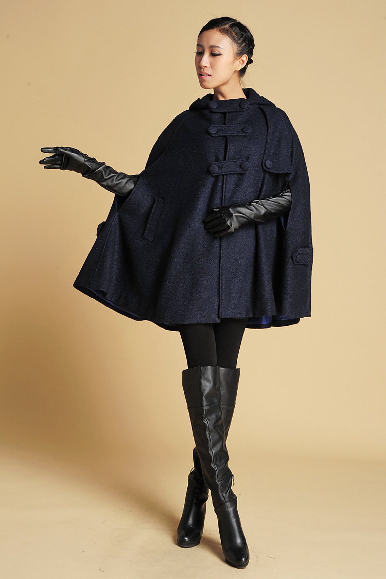 Hooded Wool Cape Coat Autumn Winter Wool Cloak Coat | Etsy