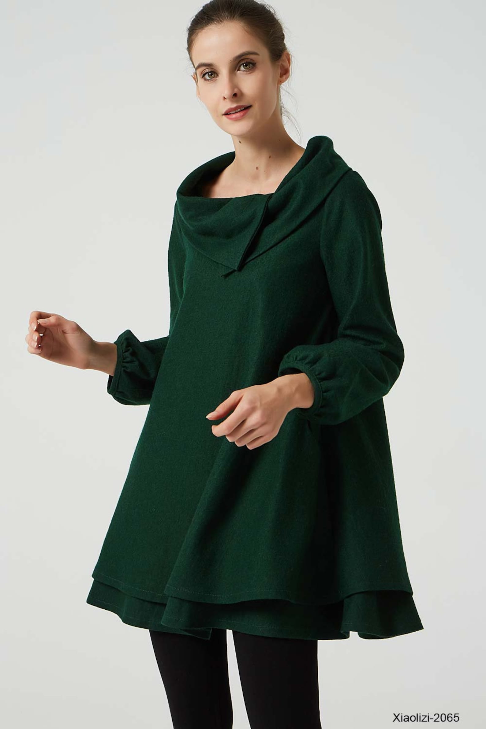 Green Wool Tunic Winter Dresses for Women Loose Fitting Fall - Etsy