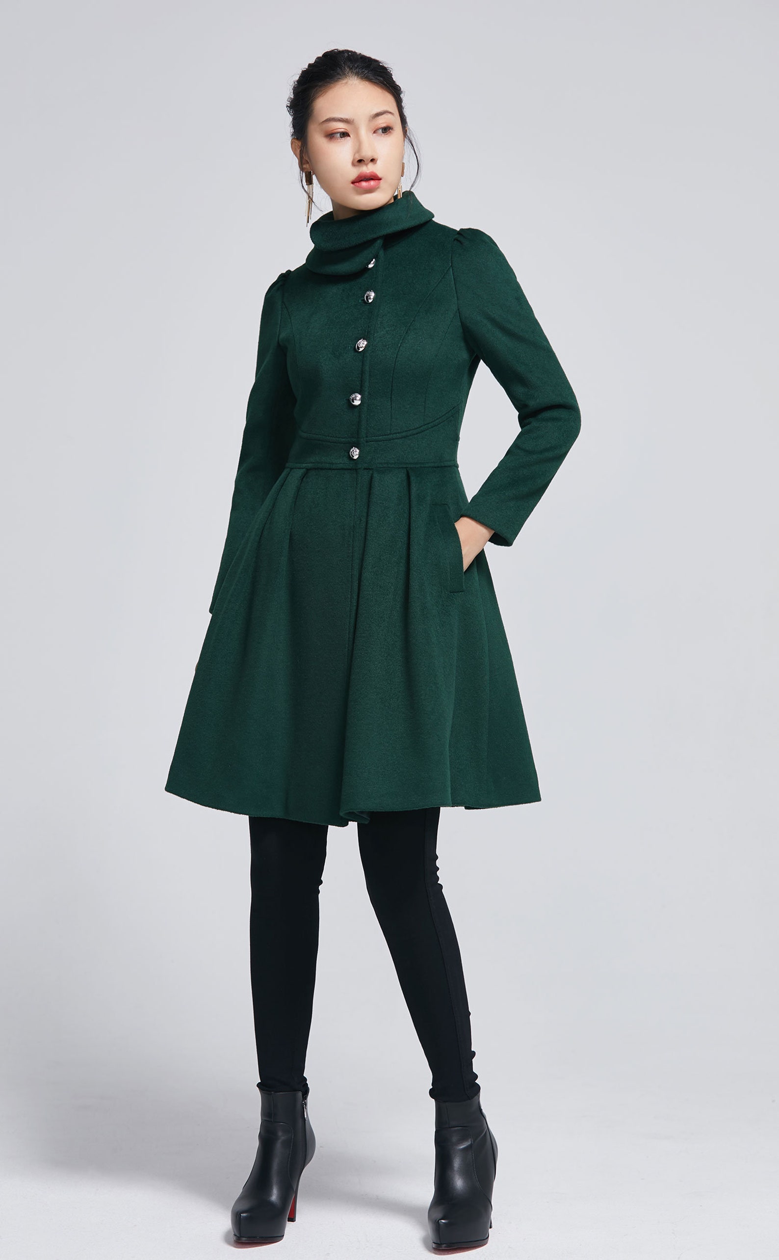 Princess Wool Coat, Button Coat, Fit and Flare Coat, Elegant Coat ...