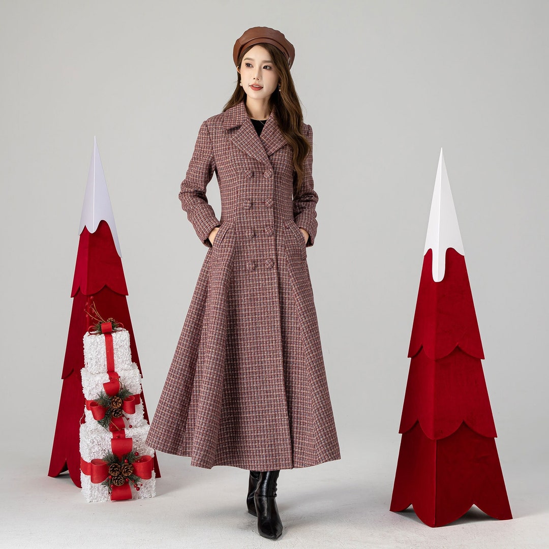 Plaid Long Wool Coat Vintage Inspired Wool Coat Winter Coat Women