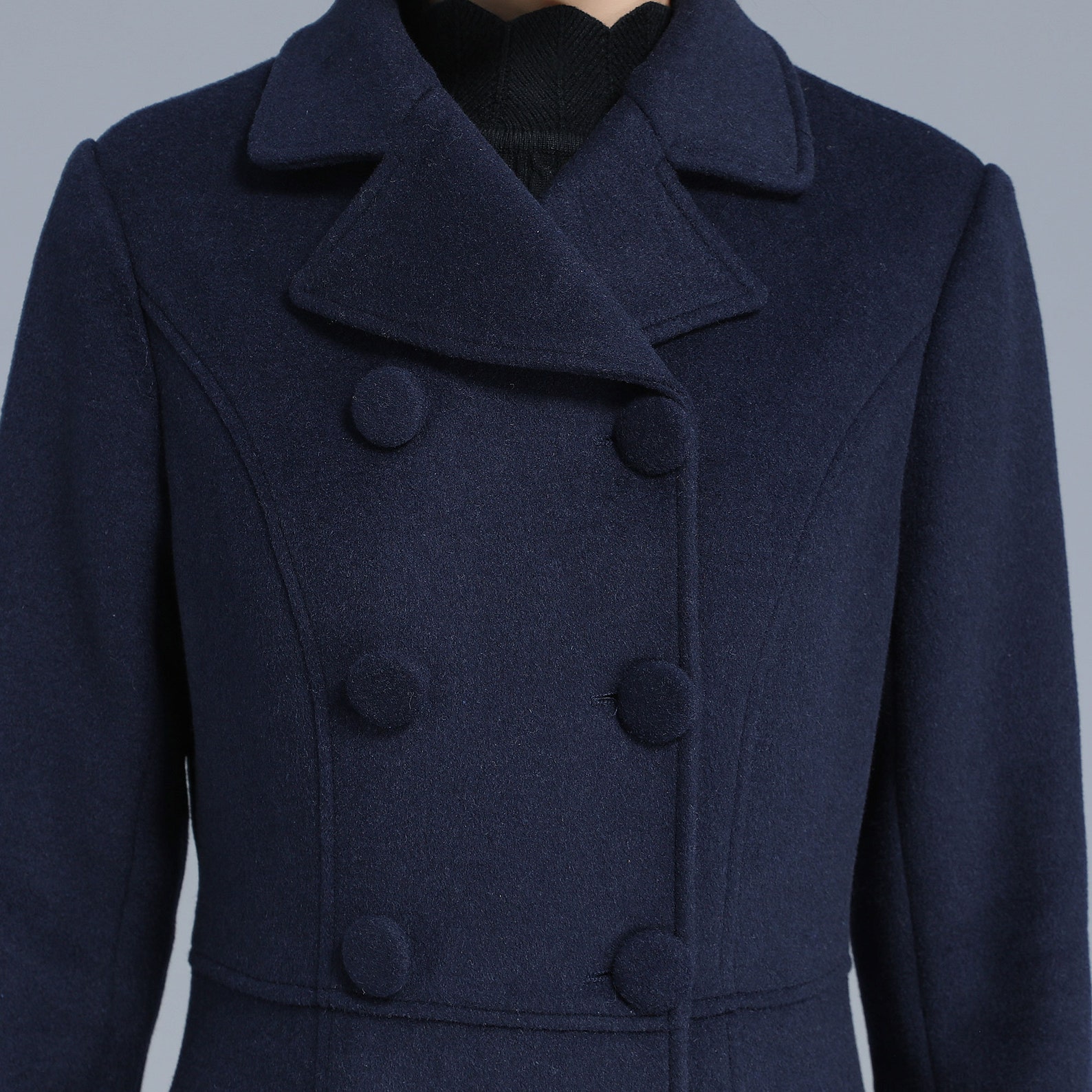Long Wool Coat Women Blue Coat Double Breasted Maxi Winter - Etsy