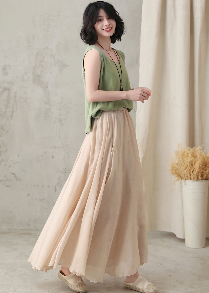 Cotton Maxi Skirt Women Flowy Long Skirt Pleated Boho Skirt - Etsy