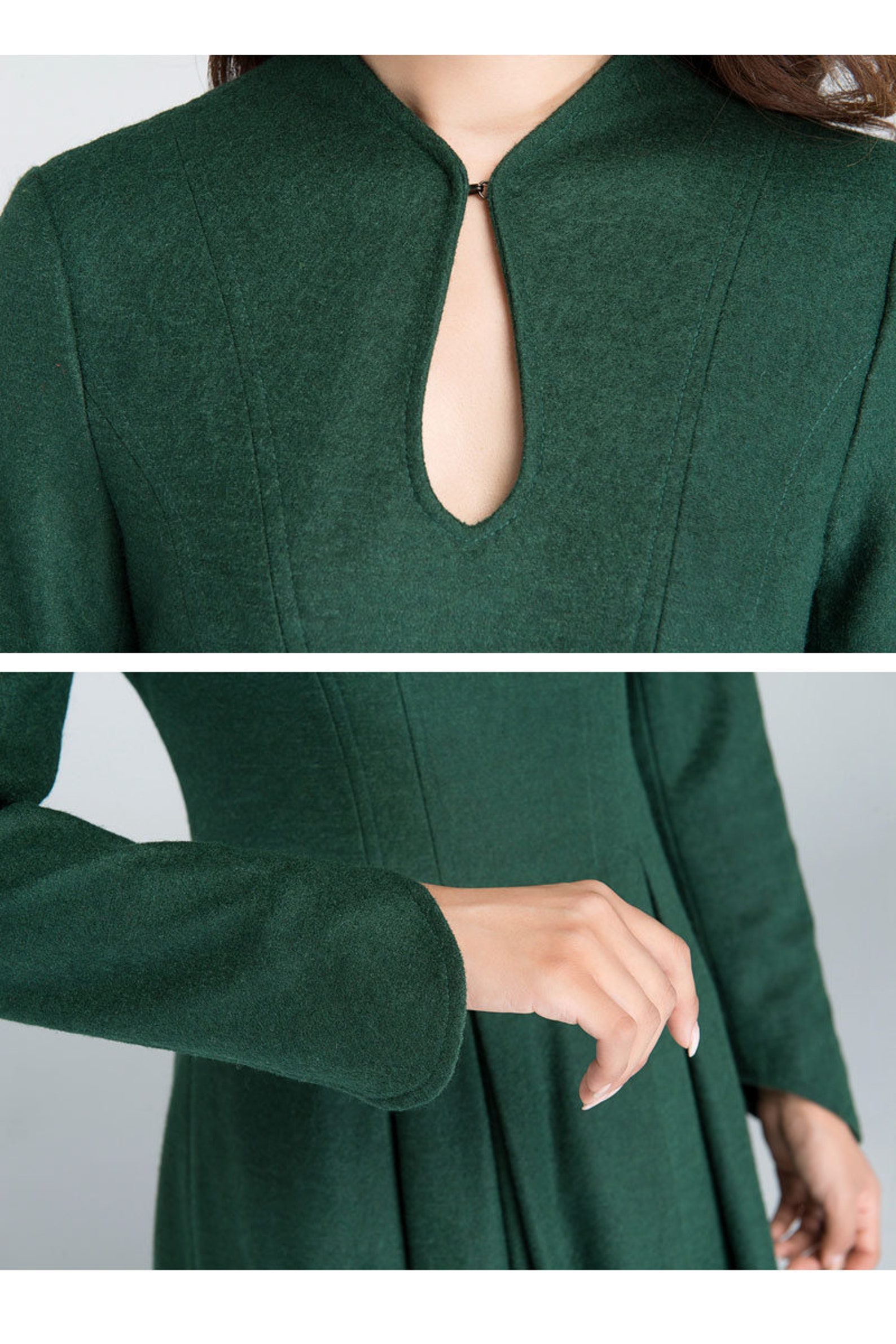 Vintage Inspired Winter Wool Dress Women Mandarin Collar Wool - Etsy