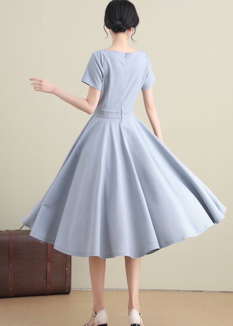 Light Blue Swing Dress 1950s Retro Midi Dress Women Fit and | Etsy