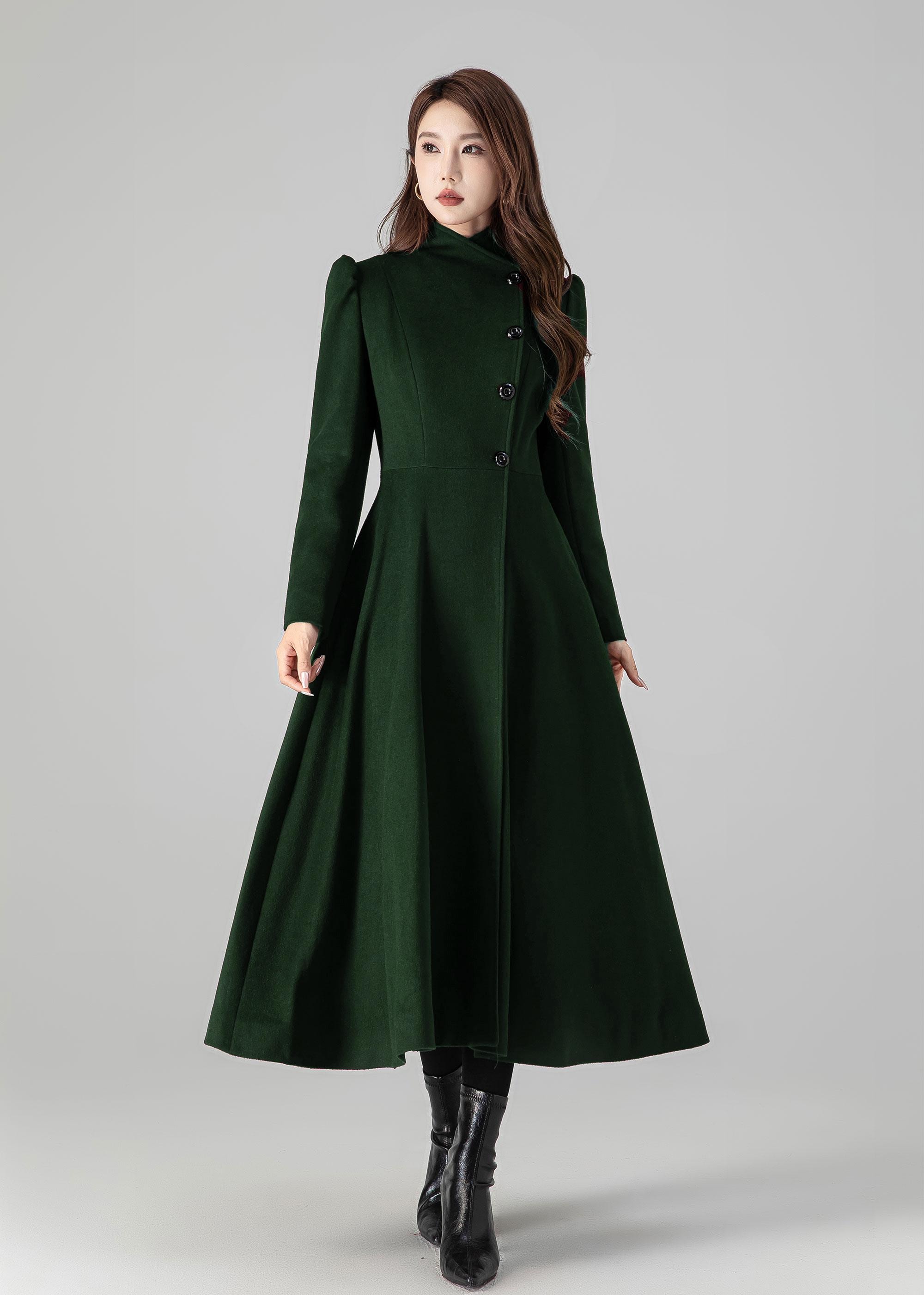 Long Burgundy Wool Coat, Winter Coat Women, Womens Coat, A Line Wool ...