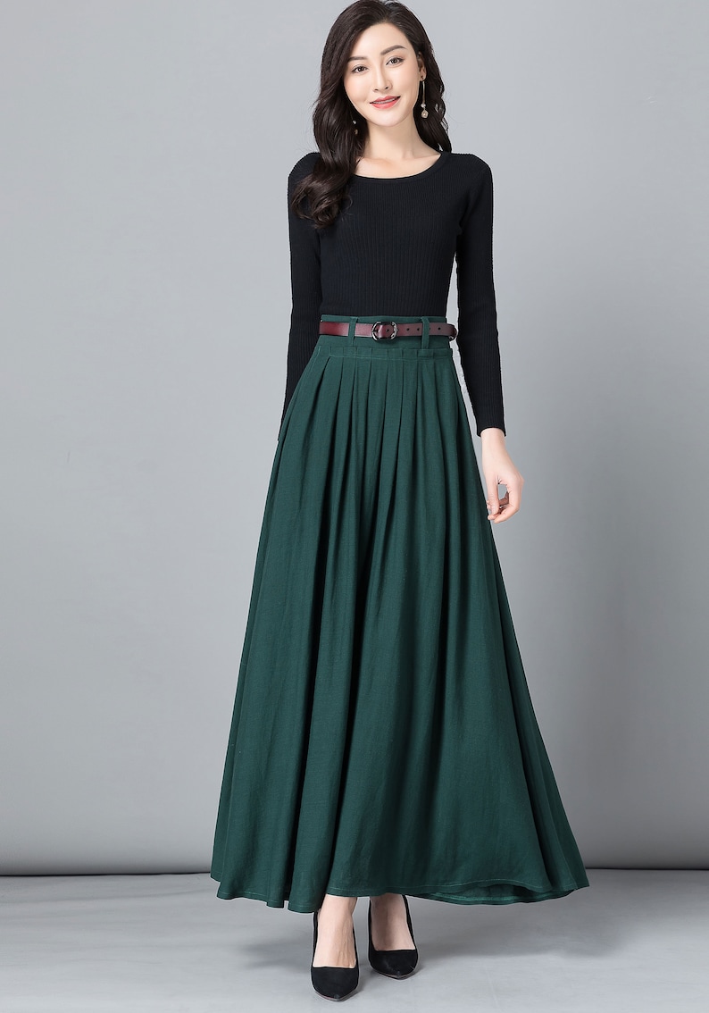 Long Maxi Skirt Work Outfit Long Linen Skirt High Waist Long - Etsy