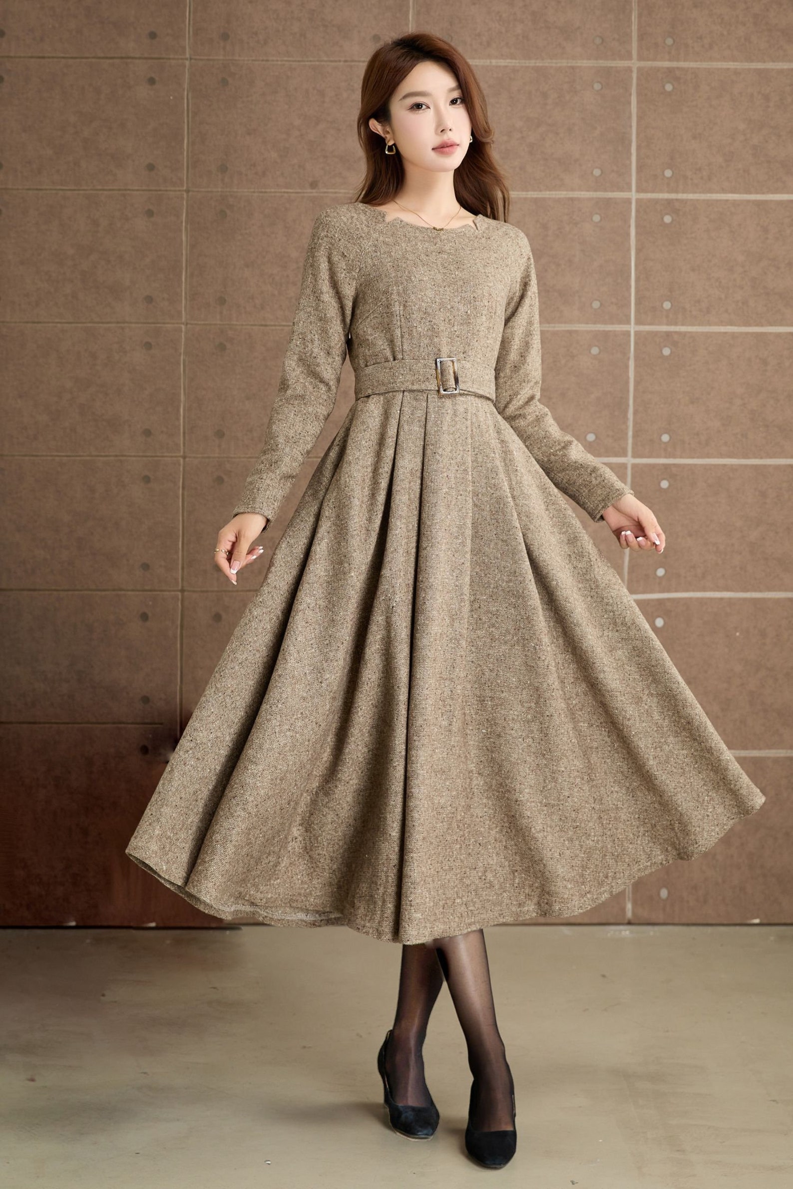 Wool Dress, Midi Dress, Womens Long Wool Dress, Fall Winter Dress Women ...