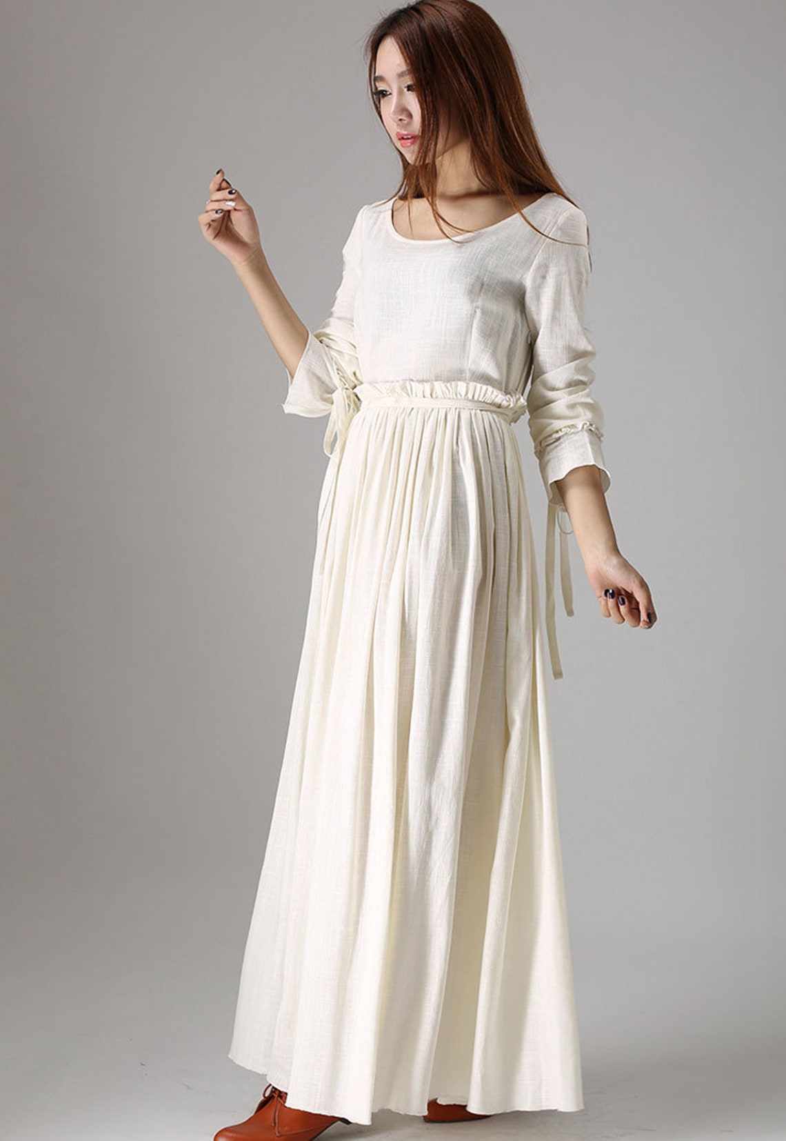 Linen Dress White off White Dress Maxi Dress for Women Fit | Etsy