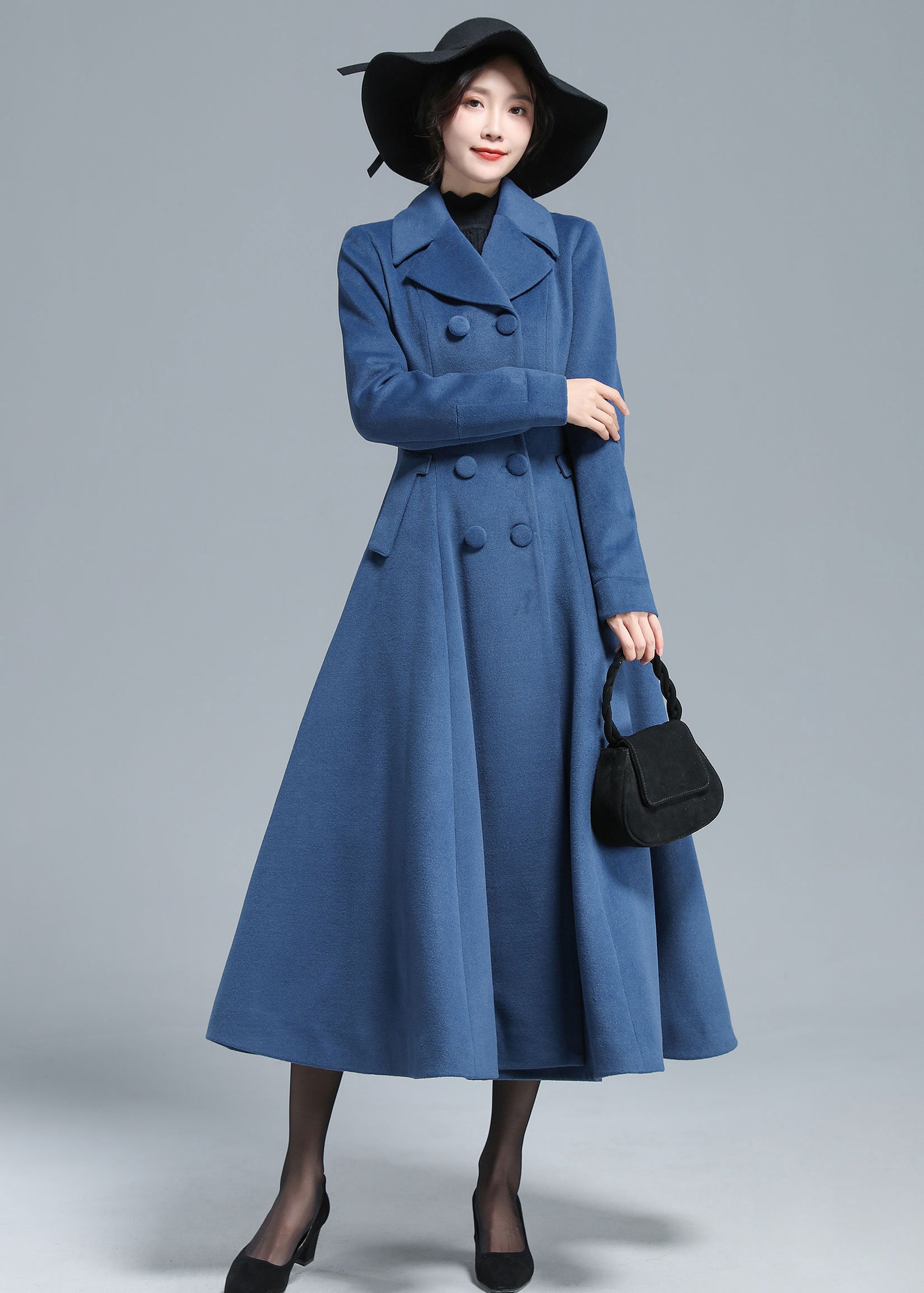 Vintage Inspired Long Wool Princess Coat Women, Fit and Flare Coat ...