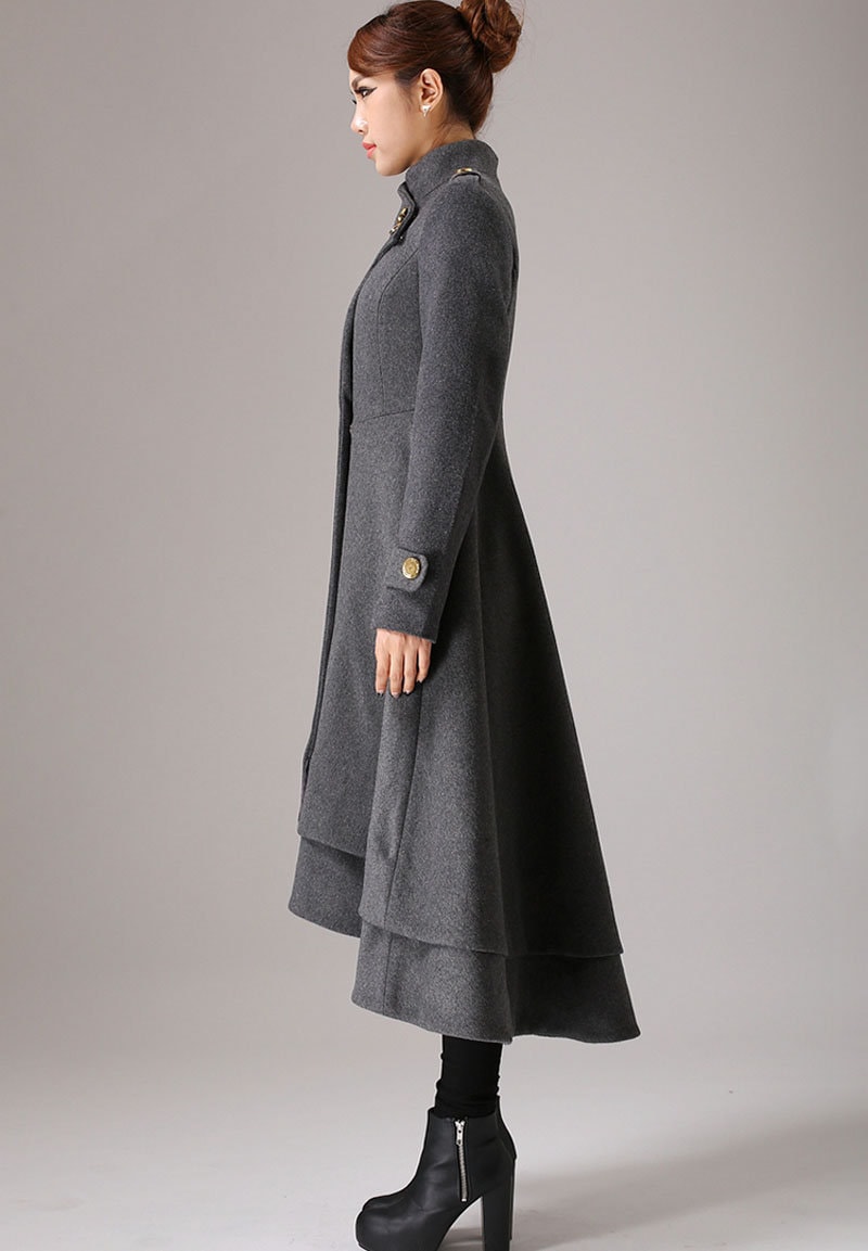 Gray Wool Coats Long Wool Coat Women Winter Coat Wool Coat Etsy