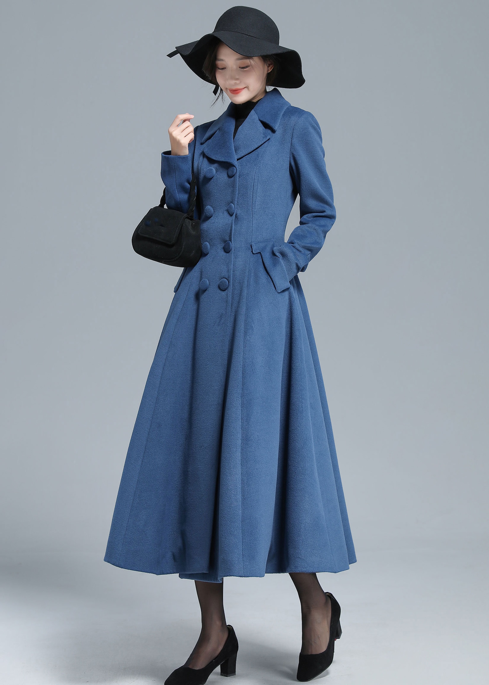Vintage Inspired Long Wool Princess Coat Women, Fit and Flare Coat ...