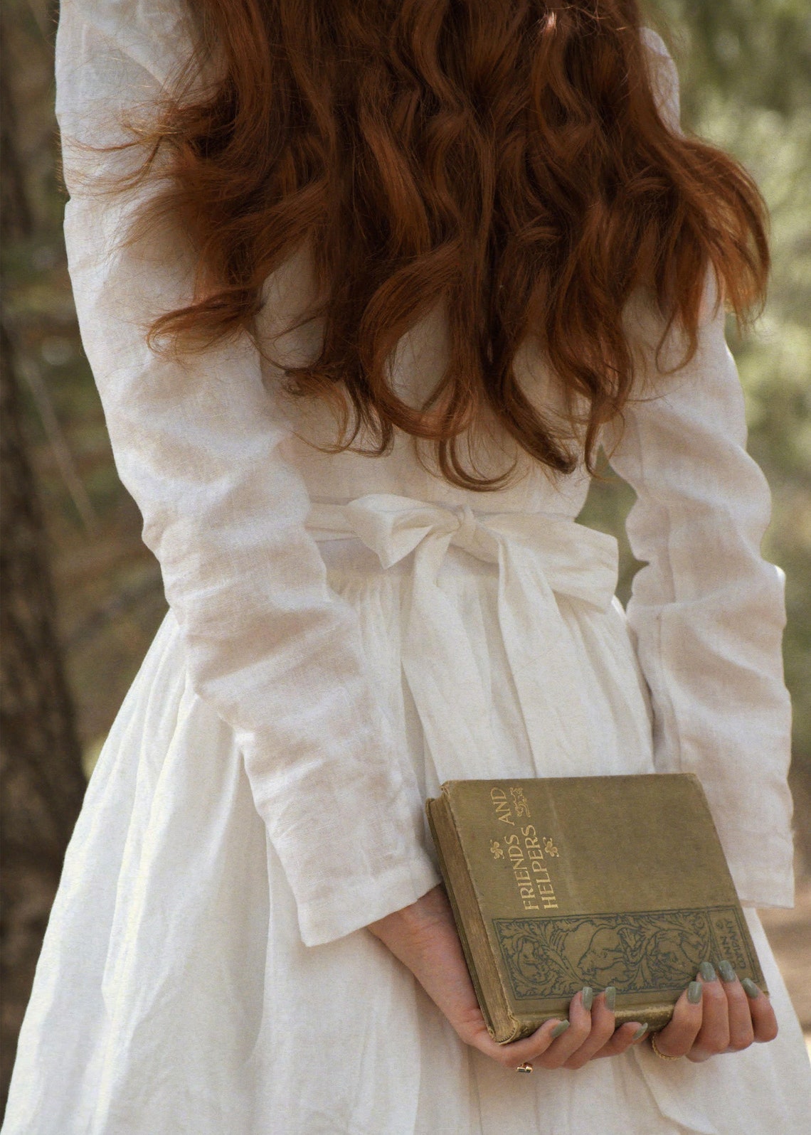 Linen Dress, White Linen Midi Dress, Modest Linen Dress, Long Linen ...