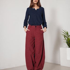 Red Linen Pants Women, Linen Pants, Womens Pants With Pockets, Casual ...