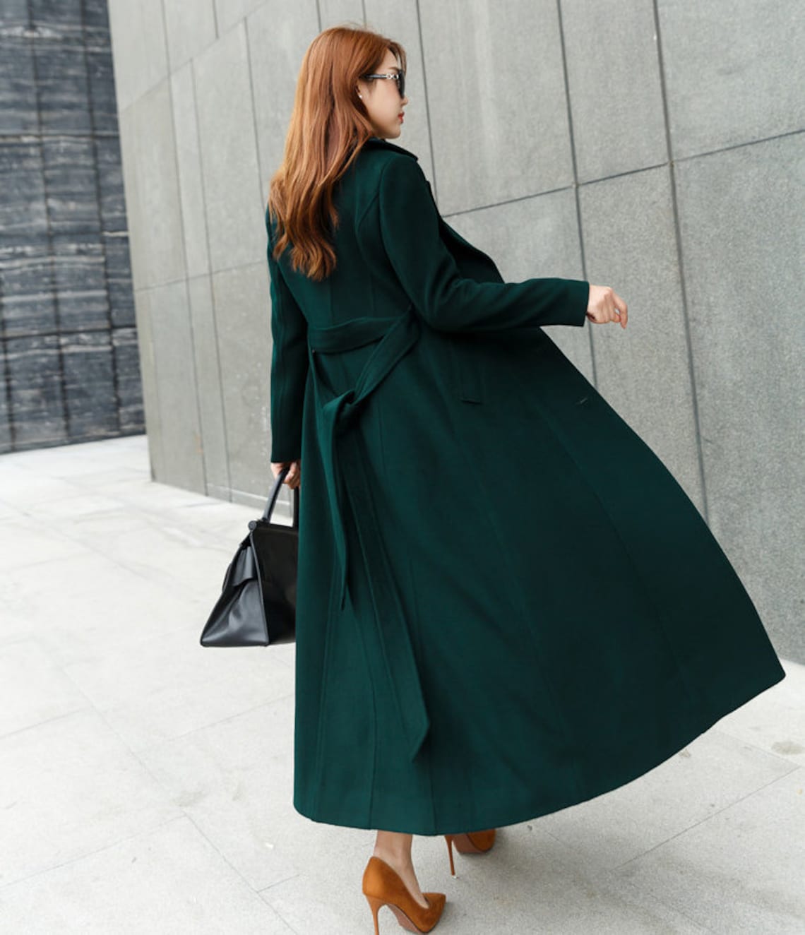 Long Wool Coat Green Wool Coat Wool Coat Women Long Sleeves - Etsy