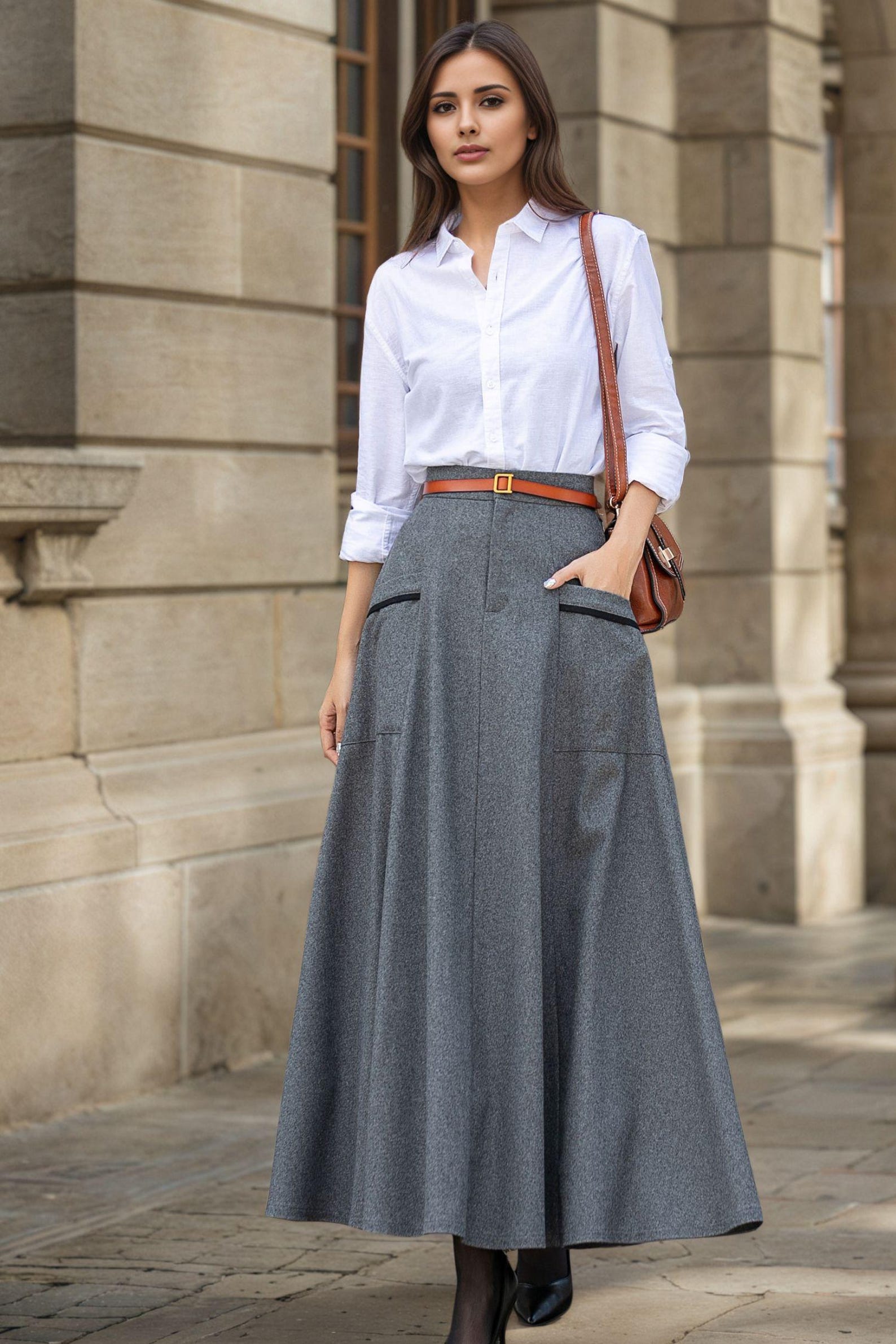 Long Wool Skirt, A-line Wool Maxi Skirt, Wool Skirt Women, Winter Wool ...