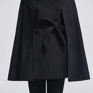 Vintage Inspired Wool Cape Coat With Stand Collar, Wool Cape Coat ...