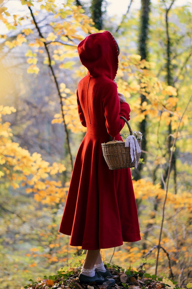 A Little Red Riding Hood Wool Coat Long Wool Coat Vintage | Etsy
