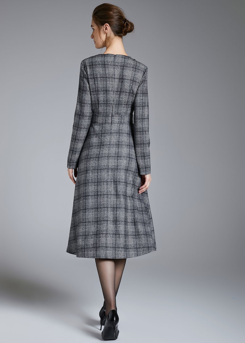 Plaid Wool Dress Winter Wool Dress Midi Wool Dress Long - Etsy