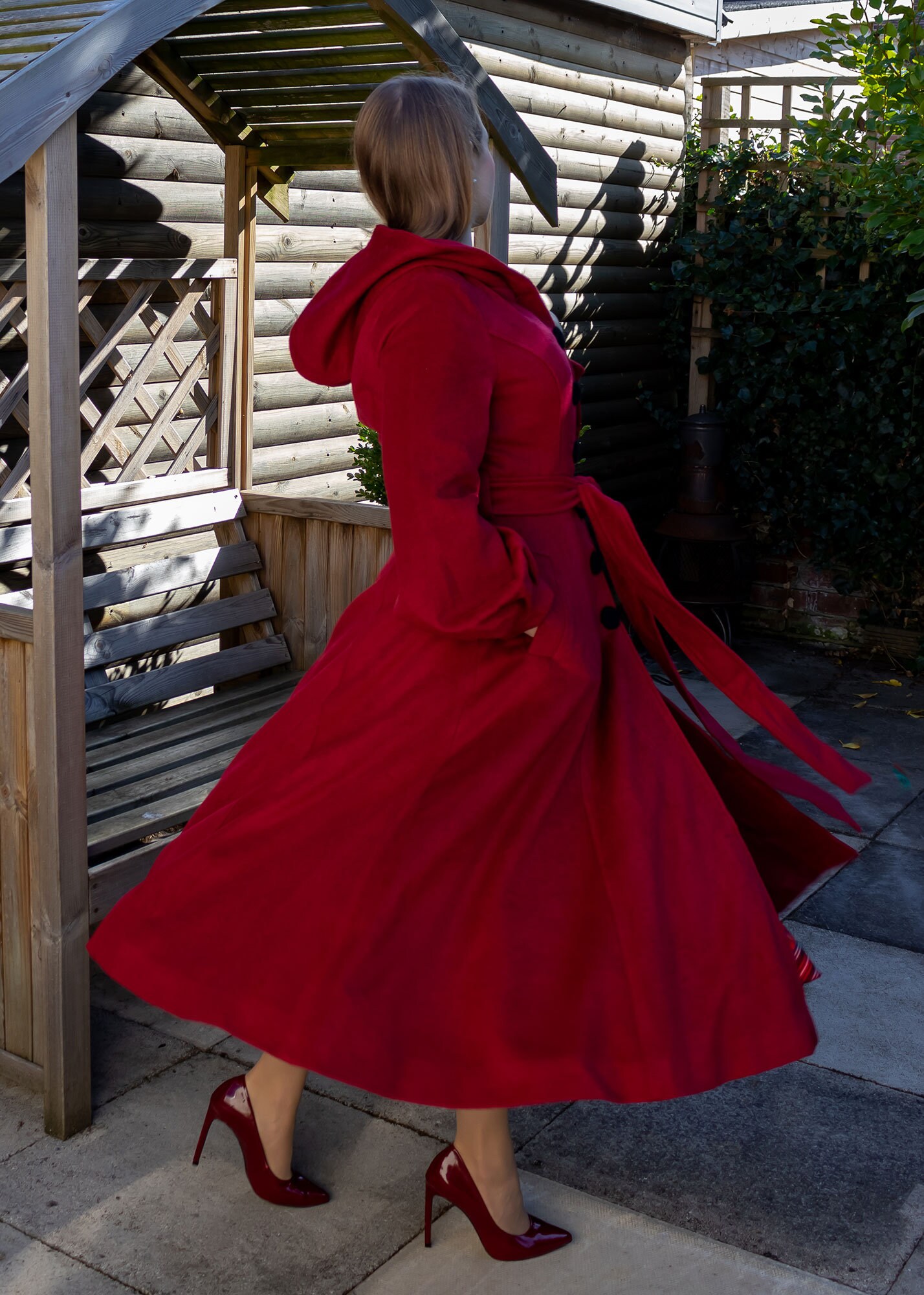 Red Wool Coat Long Hooded Wool Coat Warm Winter Outwear | Etsy