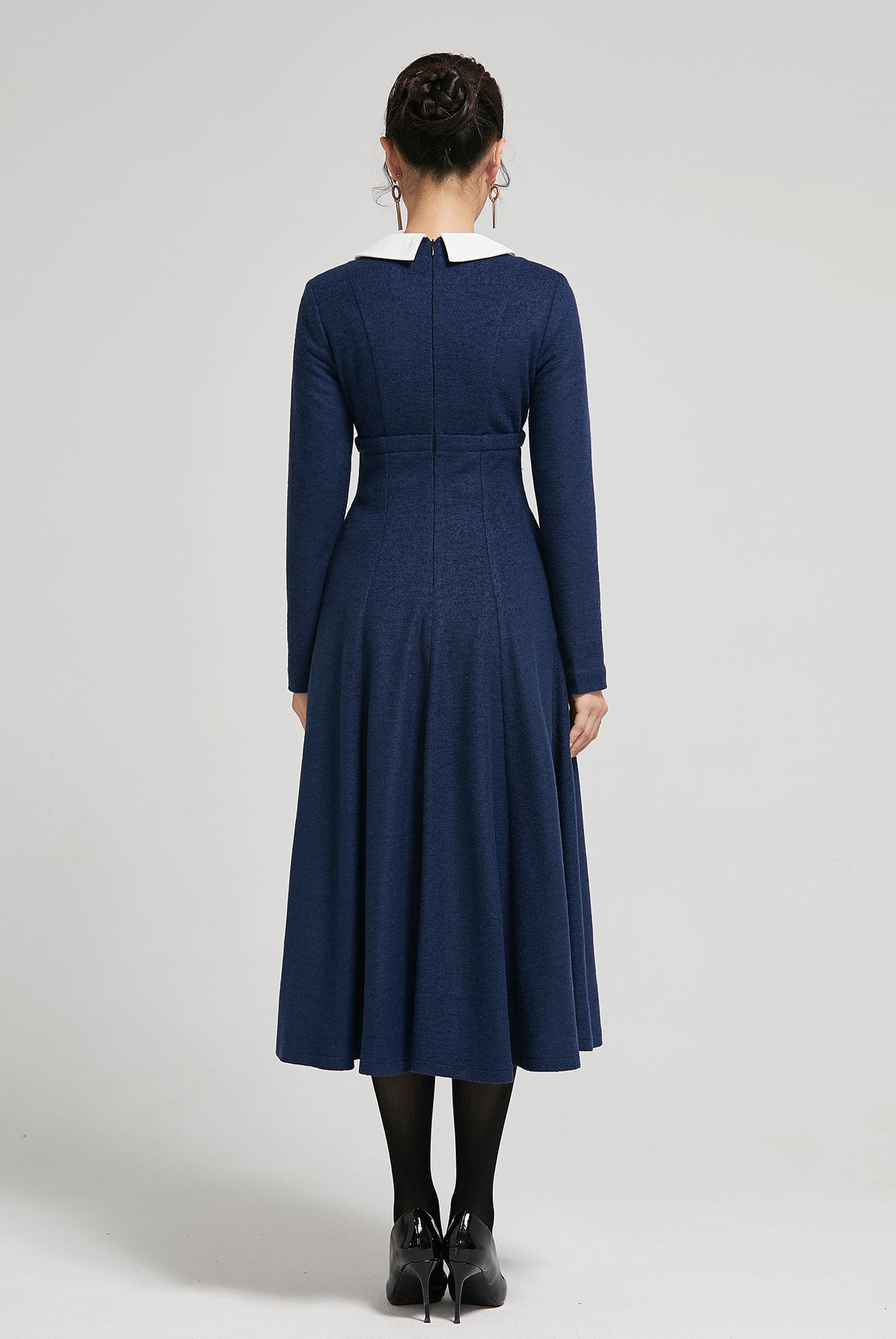 Wool Dress, Prom Dress Long Blue, Womens Dresses Casual, High Waisted ...