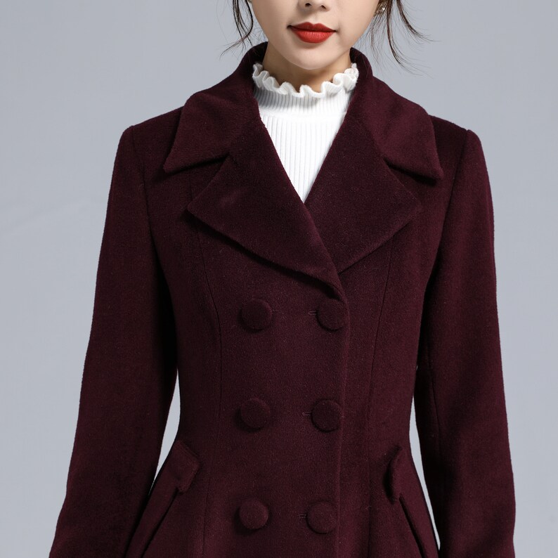 Burgundy Wool Coat 1950s Long Wool Princess Coat Wool Trench - Etsy