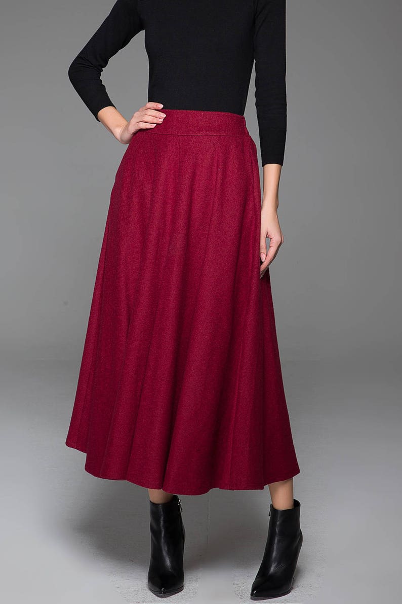 Vintage 1950s Elastic Waist Wool Skirt Long Maxi Skirt Etsy