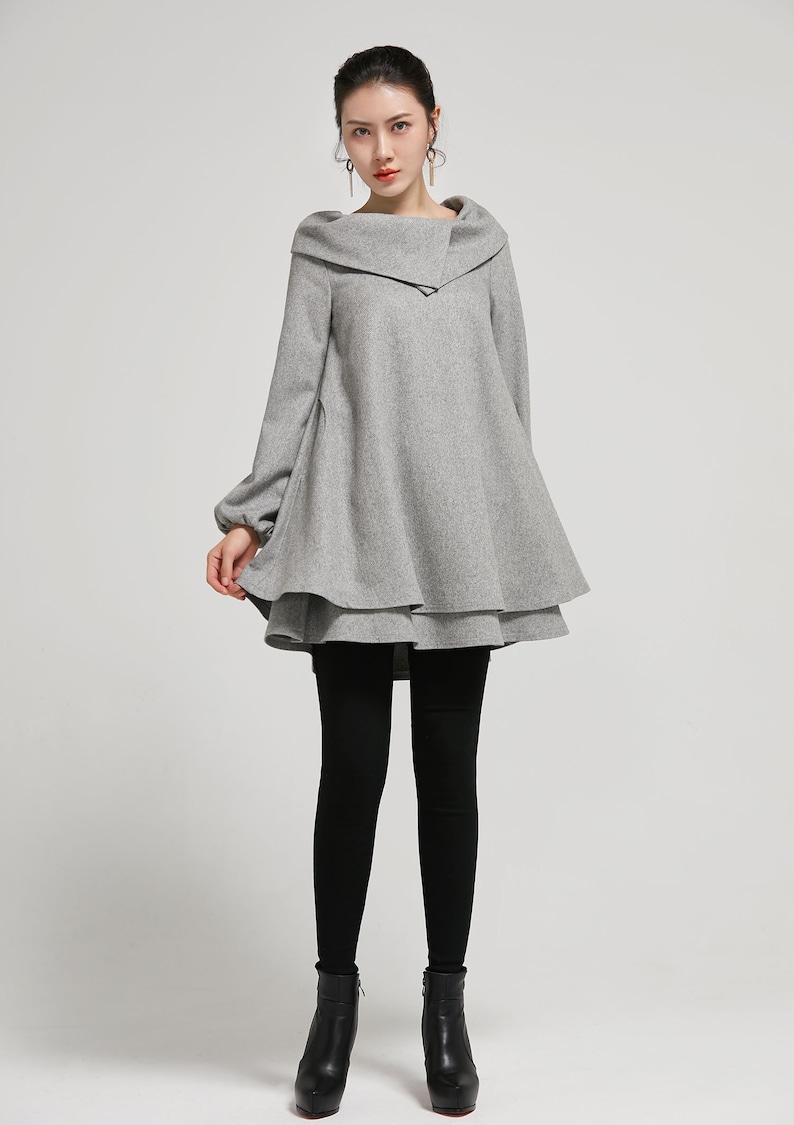 Wool Dress, Gray Dress Women, Winter Tunic Dress, Tunic Dress Pockets ...