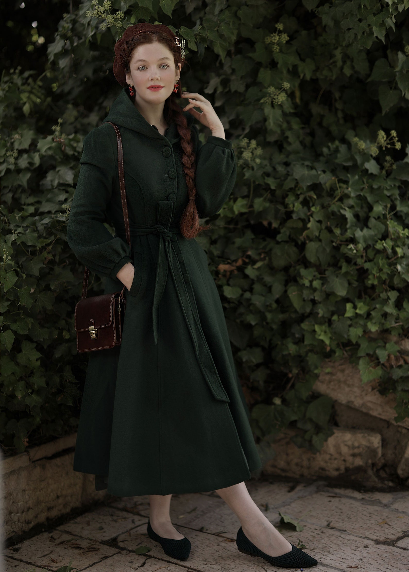 Green Hooded Wool Coat Women Warm Wool Coat Women Long Wool - Etsy