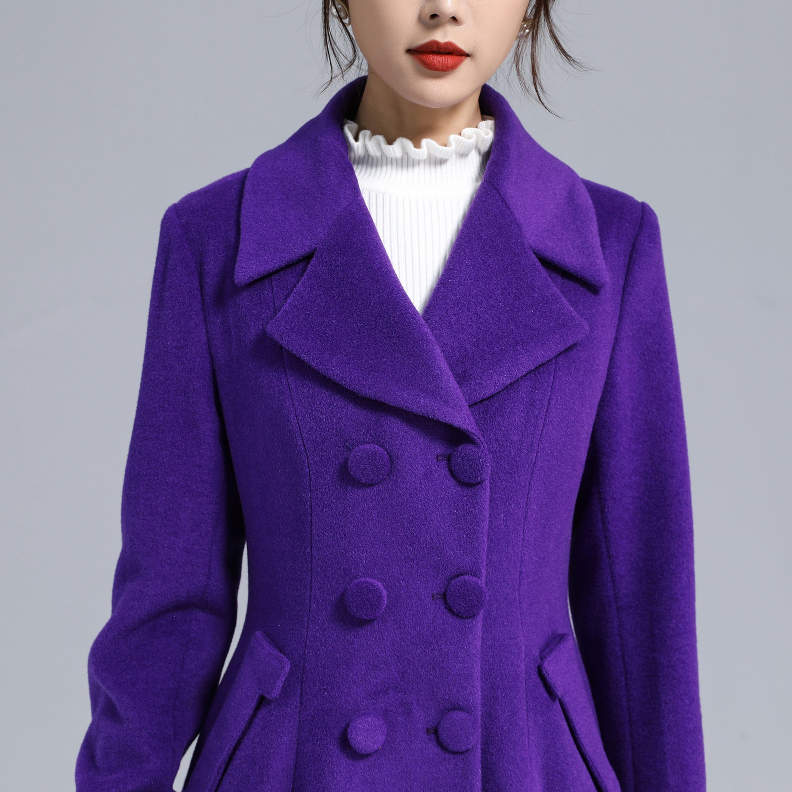 Vintage Inspired Purple Wool Trench Coat Women Princess Coat - Etsy
