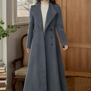 Long Burgundy Wool Coat, Winter Coat Women, Womens Coat, A Line Wool ...