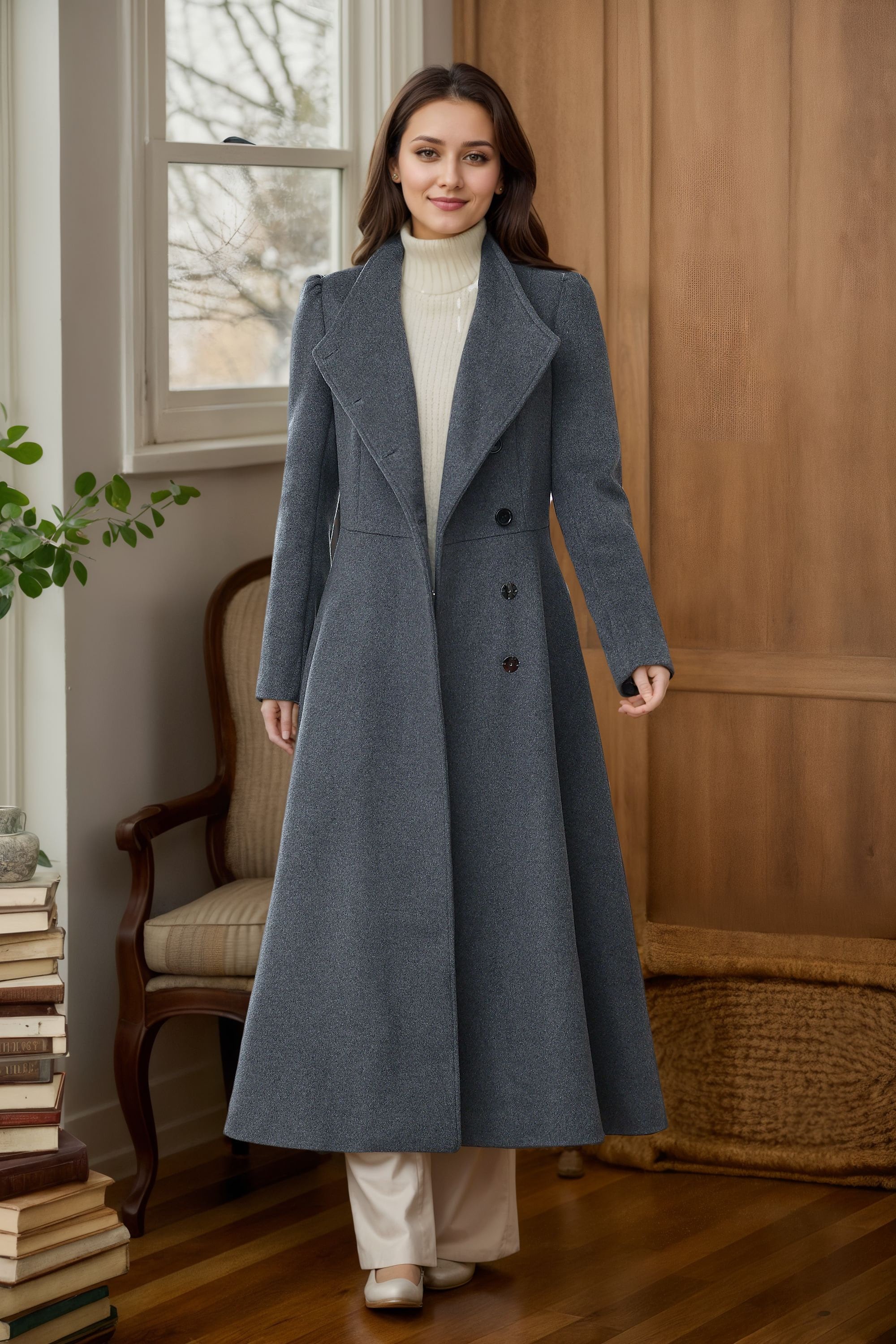 Long Burgundy Wool Coat, Winter Coat Women, Womens Coat, A Line Wool ...
