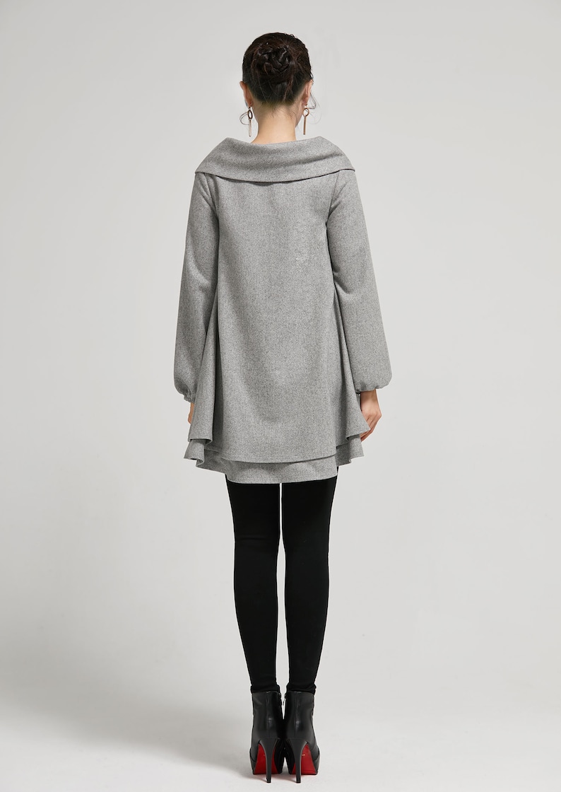 Wool Dress, Gray Dress Women, Winter Tunic Dress, Tunic Dress Pockets ...