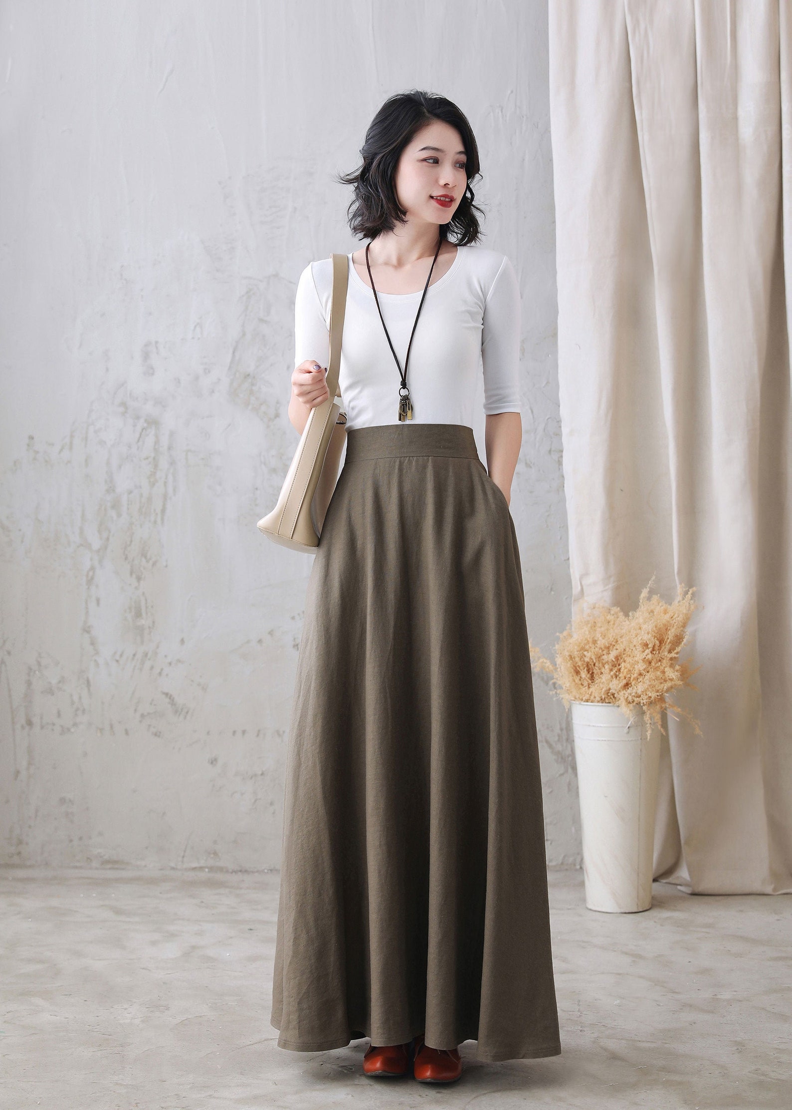 Long Linen Skirt, Linen Maxi Skirt for Women, A Line Long Skirt, High ...