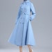 Double Breasted Wool Coat, Light Blue Wool Coat, Warm Winter Wool Coat ...