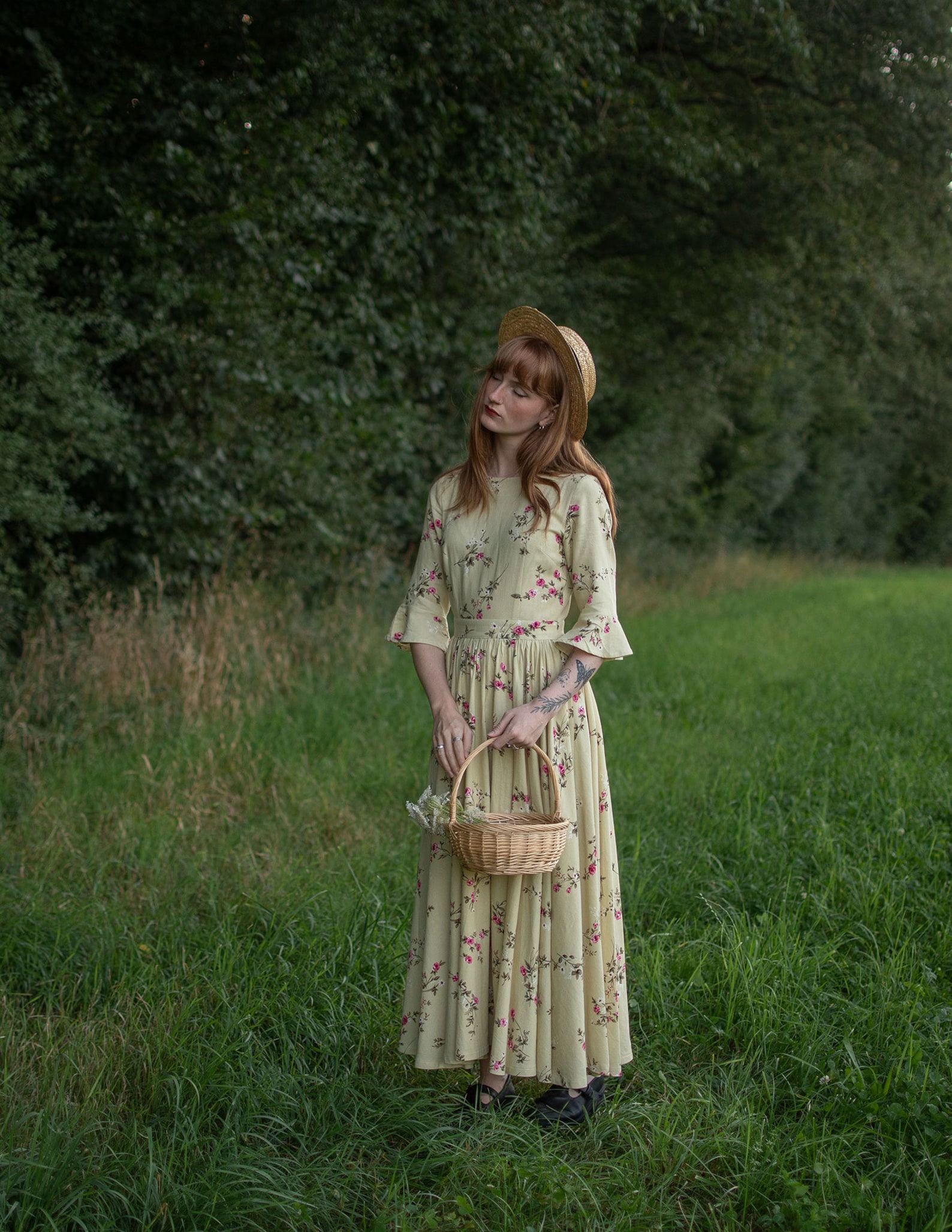 Vintage Inspired Floral Cottagecore Dress, Long Linen Dress, Prairie ...
