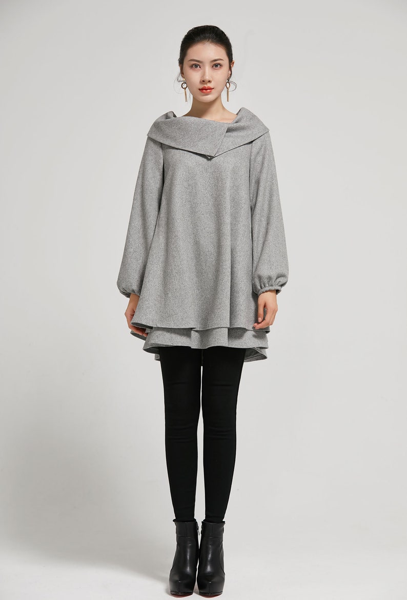 Wool Dress, Gray Dress Women, Winter Tunic Dress, Tunic Dress Pockets ...